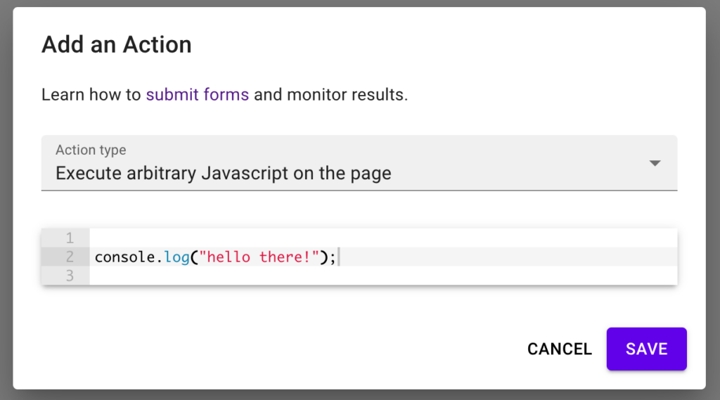 Tutorial: Insert and Execute Javascript Recipes on a Monitored Page | Fluxguard